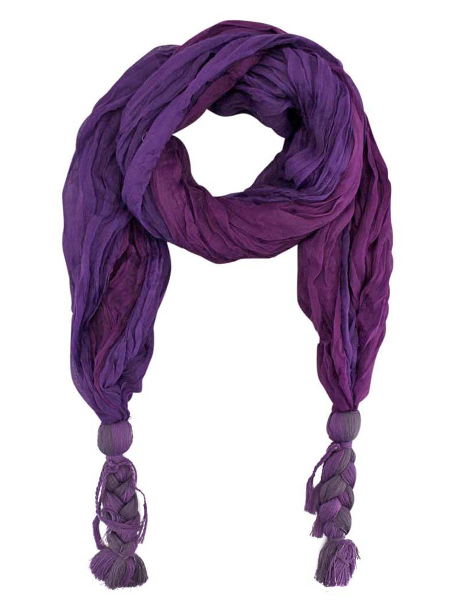 Two-Tone Crinkle Scarf With Tassels – Luxury Divas