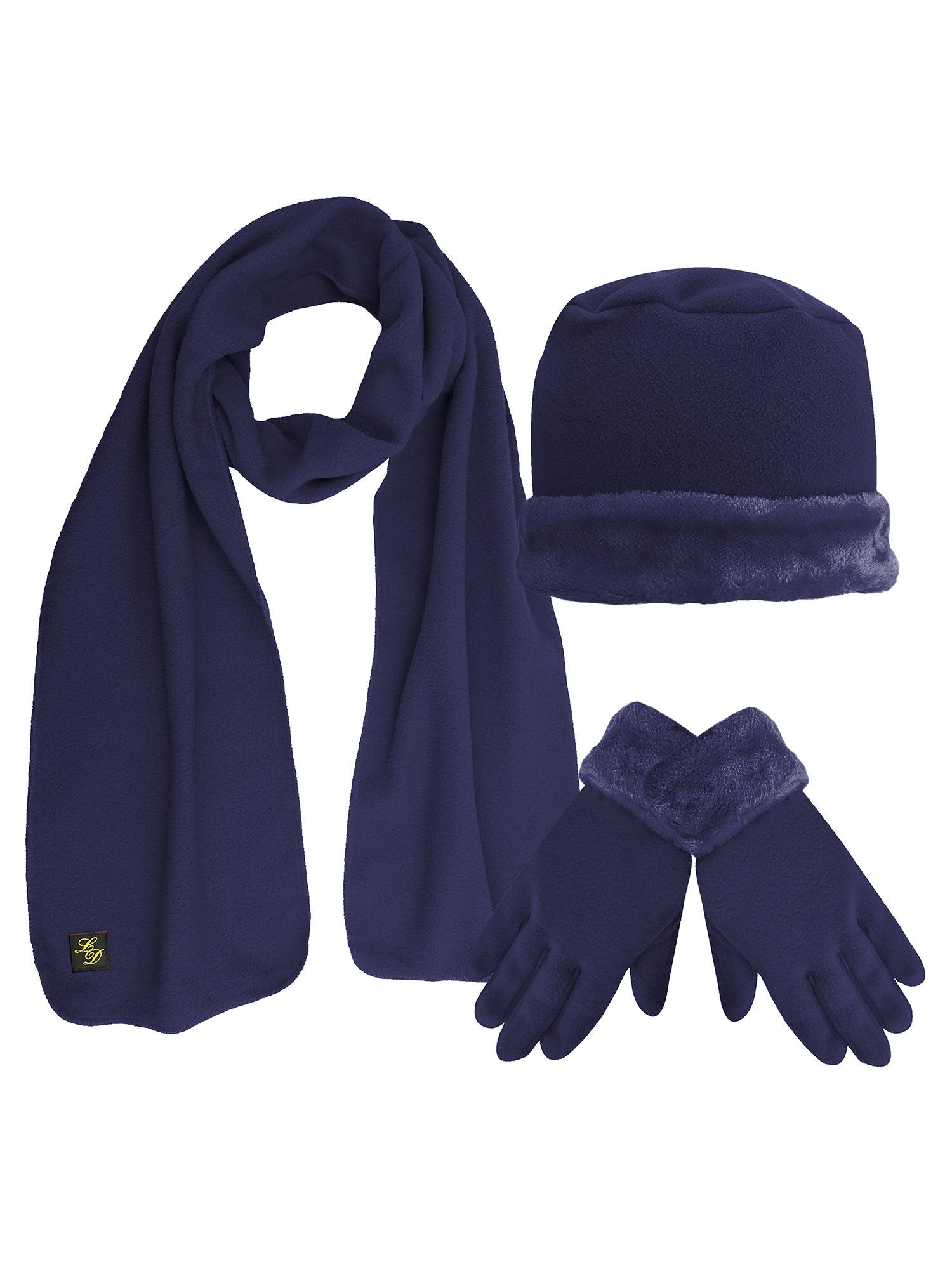 Fleece Hat Scarf Glove Set With Plush Fur Trim Luxury Divas