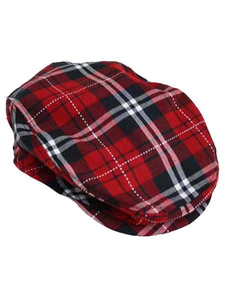Red Plaid Snap Front Newsboy Golf Flat Ivy Cap Hat – Luxury Divas
