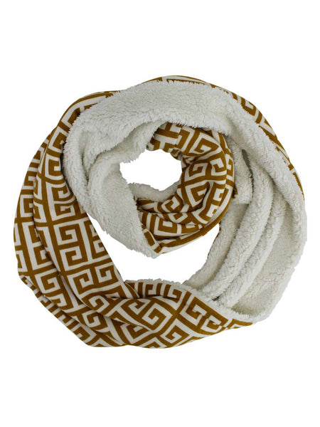 Sherpa Lined Greek Key Winter Infinity Scarf – Luxury Divas